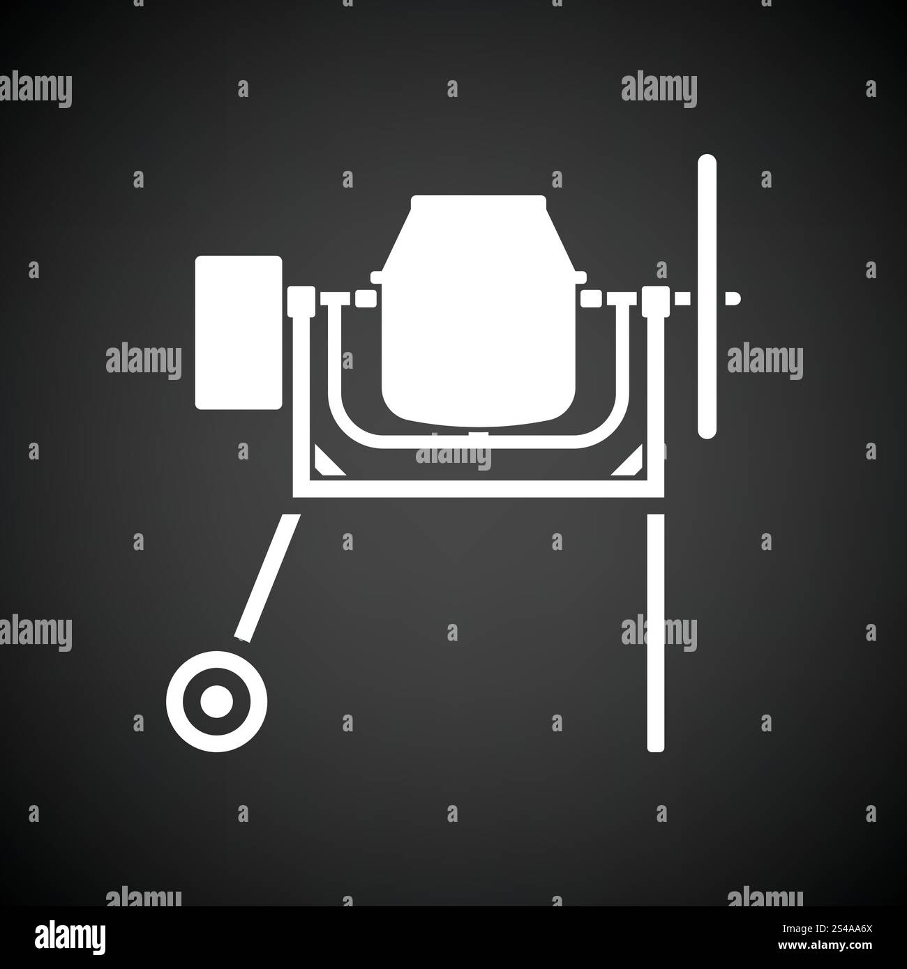 Icon of Concrete mixer. Black background with white. Vector ...