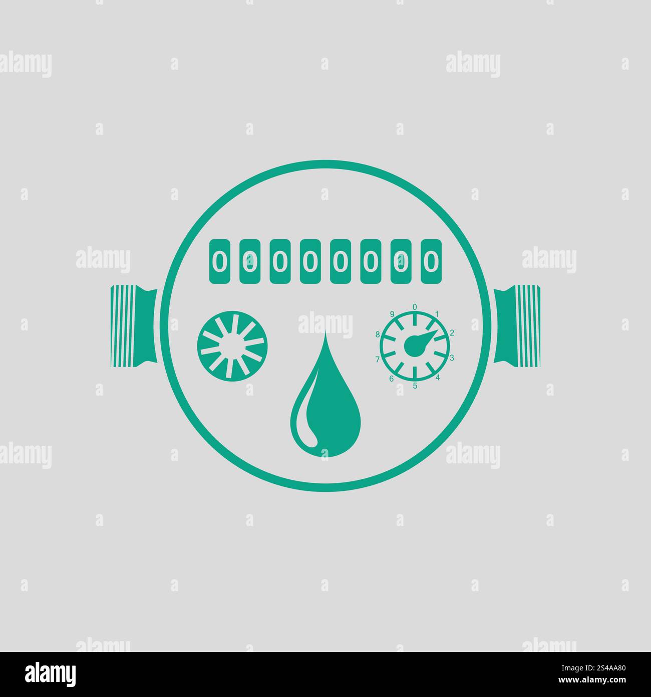 Water meter icon. Gray background with green. Vector illustration Stock ...