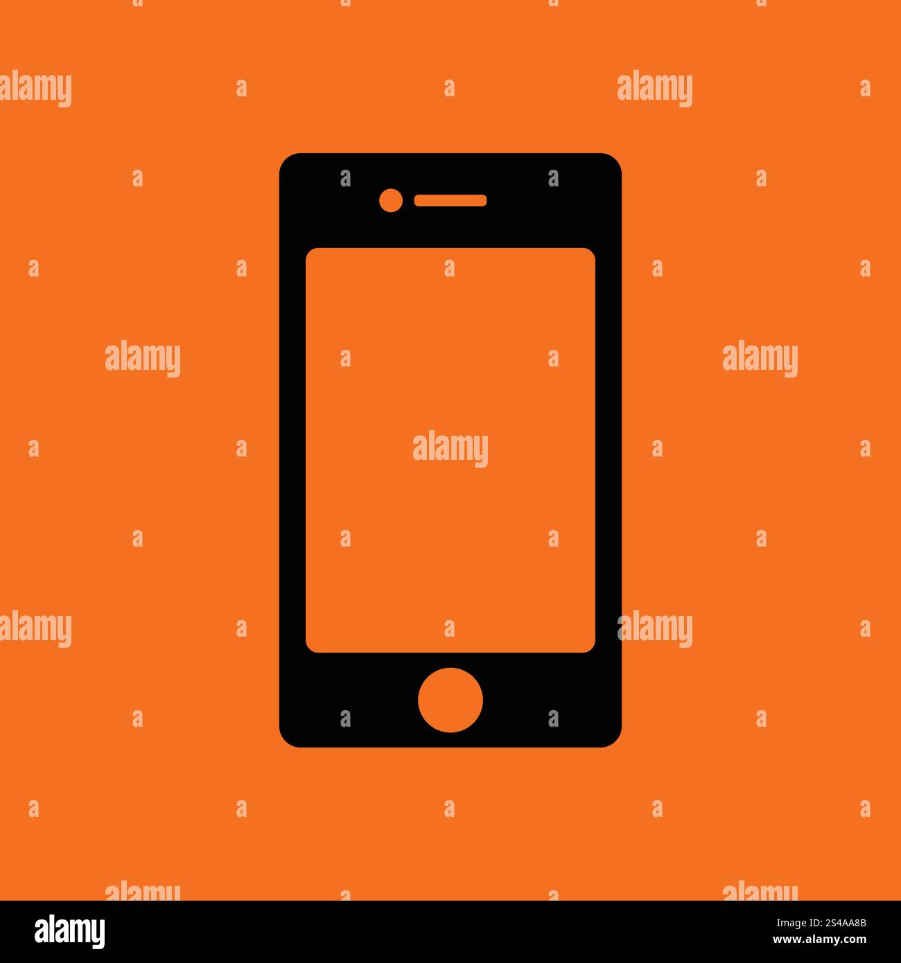 Smartphone icon. Orange background with black. Vector illustration ...