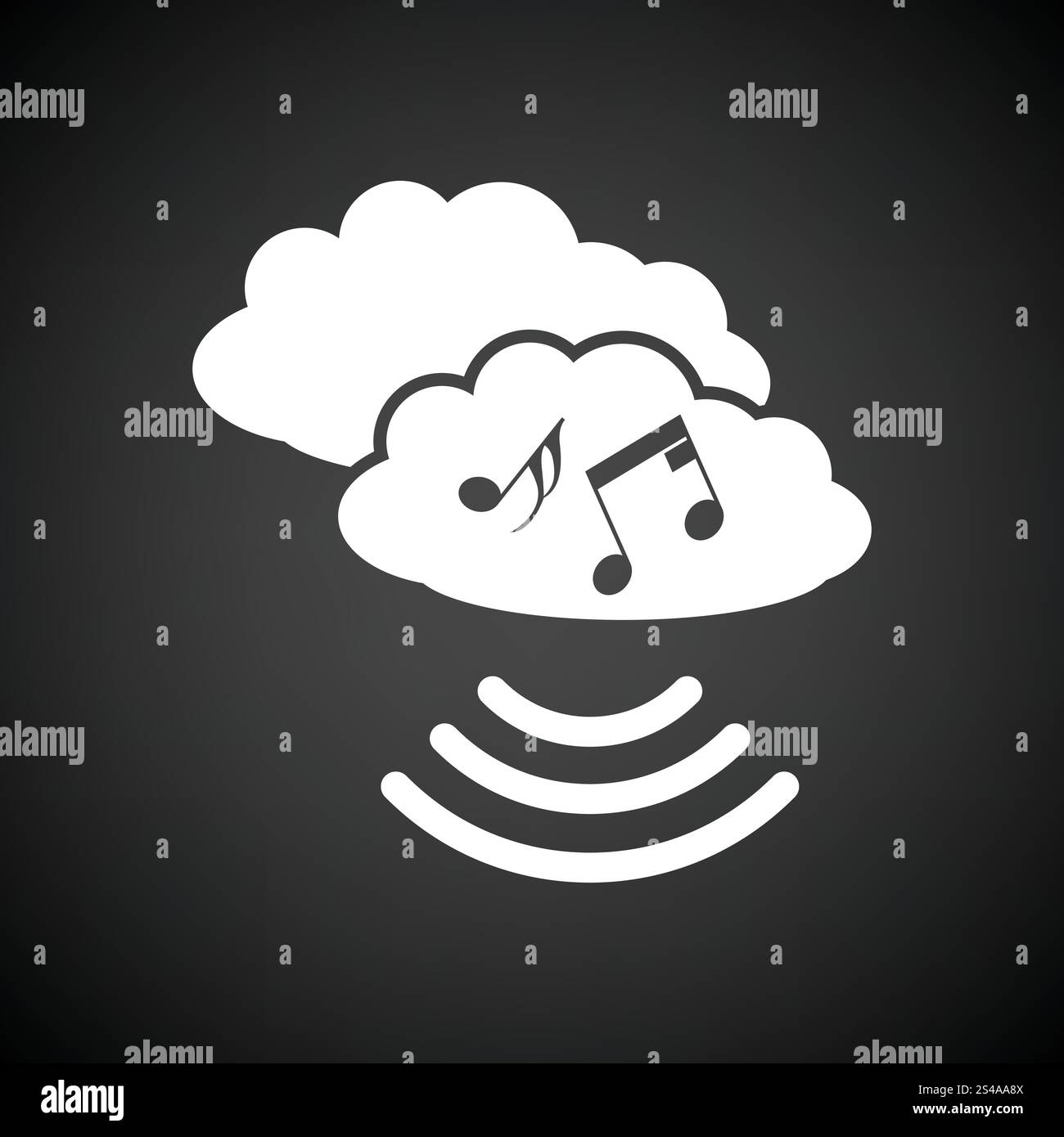Music cloud icon. Black background with white. Vector illustration ...