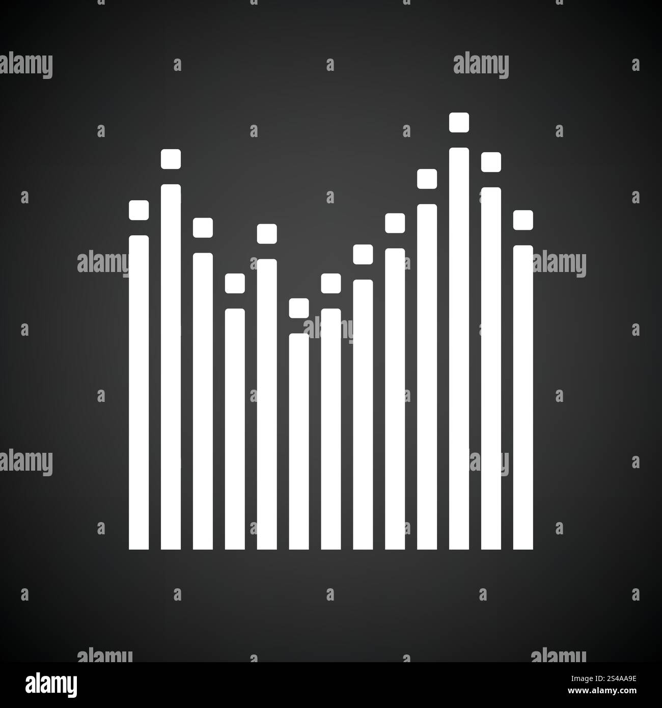 Graphic equalizer icon. Black background with white. Vector ...