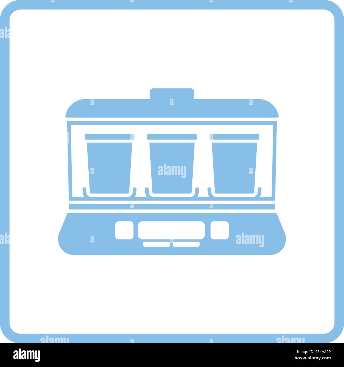 Yogurt maker machine icon. Blue frame design. Vector illustration Stock ...