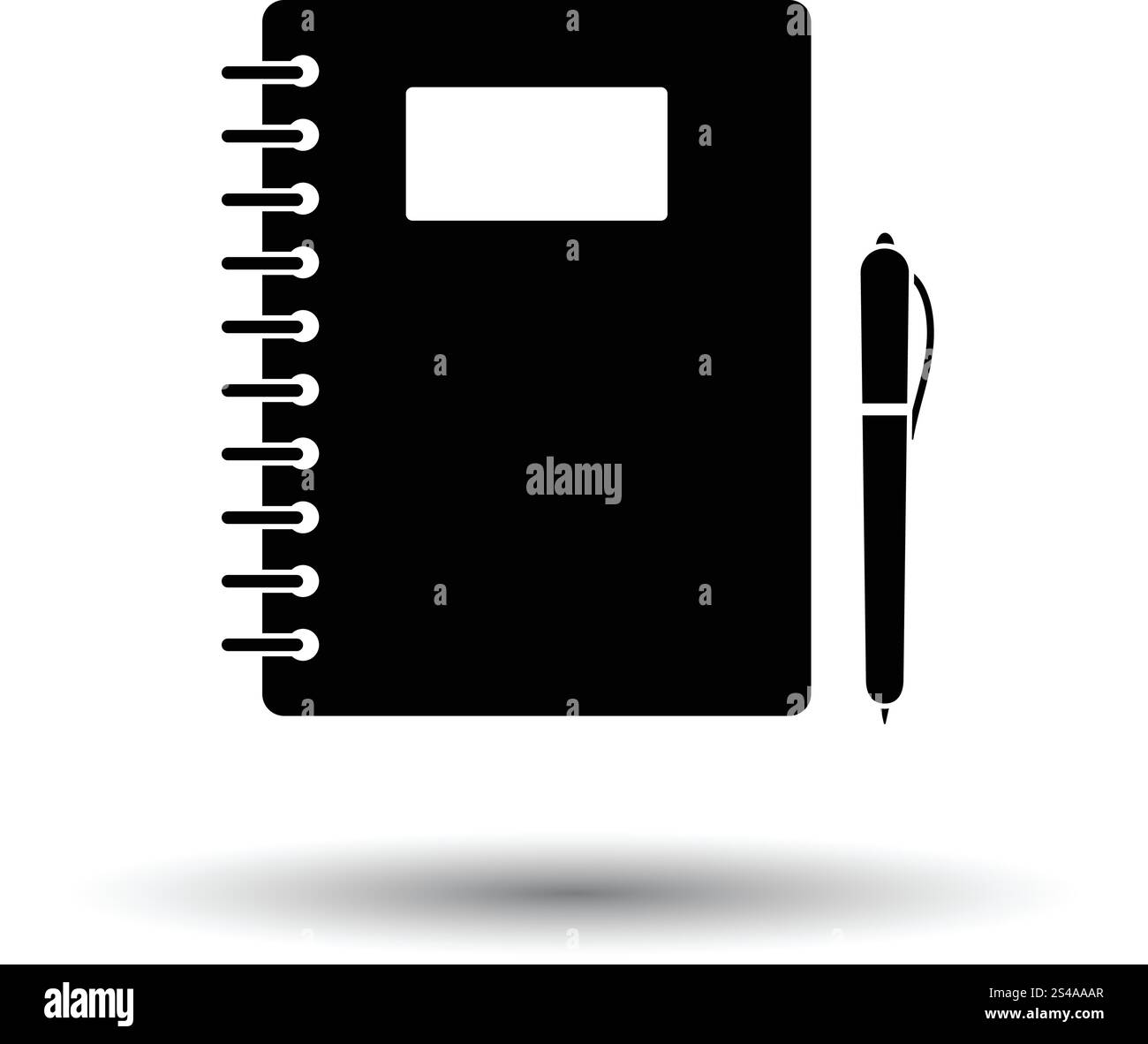 Exercise book with pen icon. White background with shadow design ...