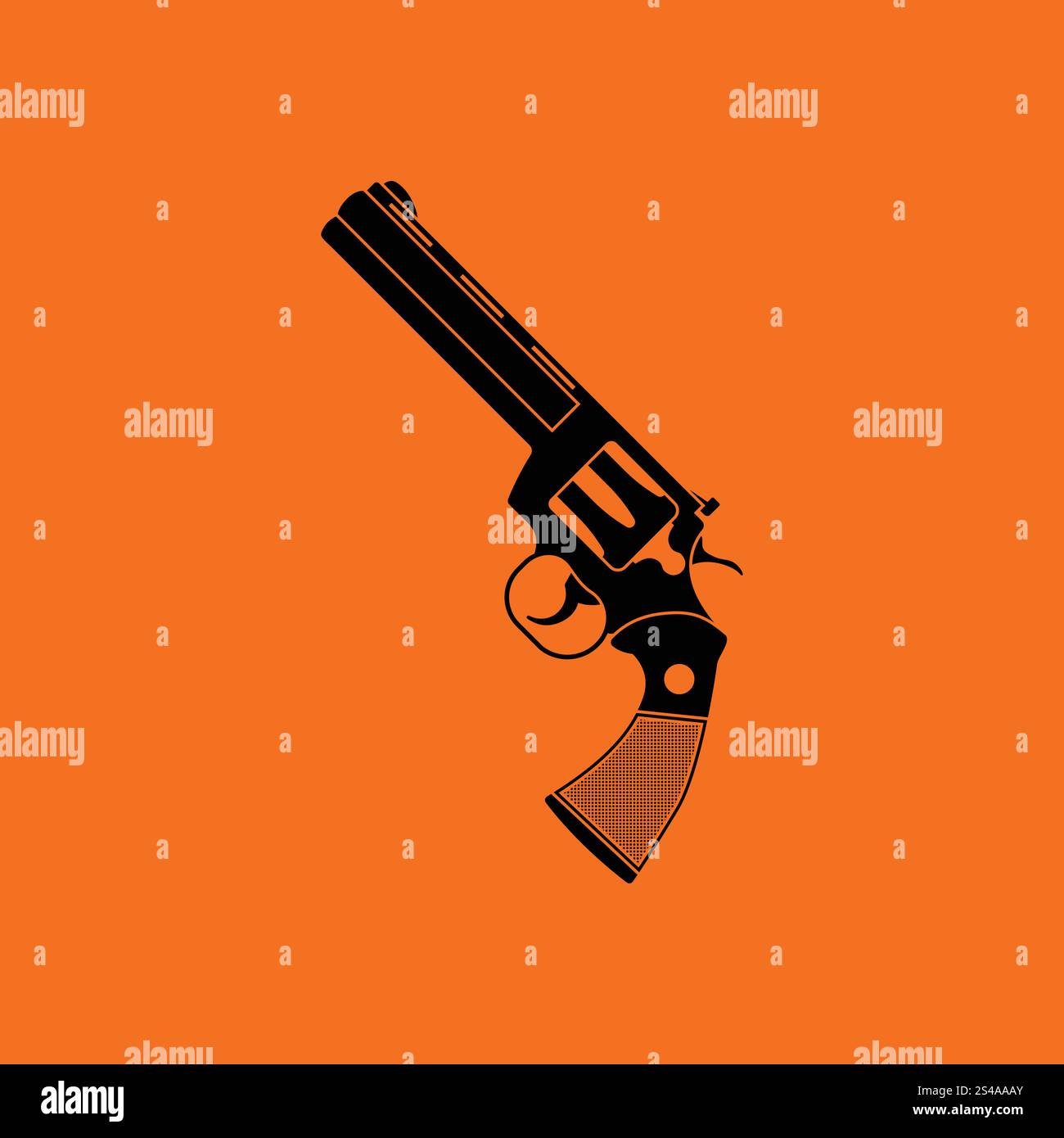 Revolver gun icon. Orange background with black. Vector illustration ...
