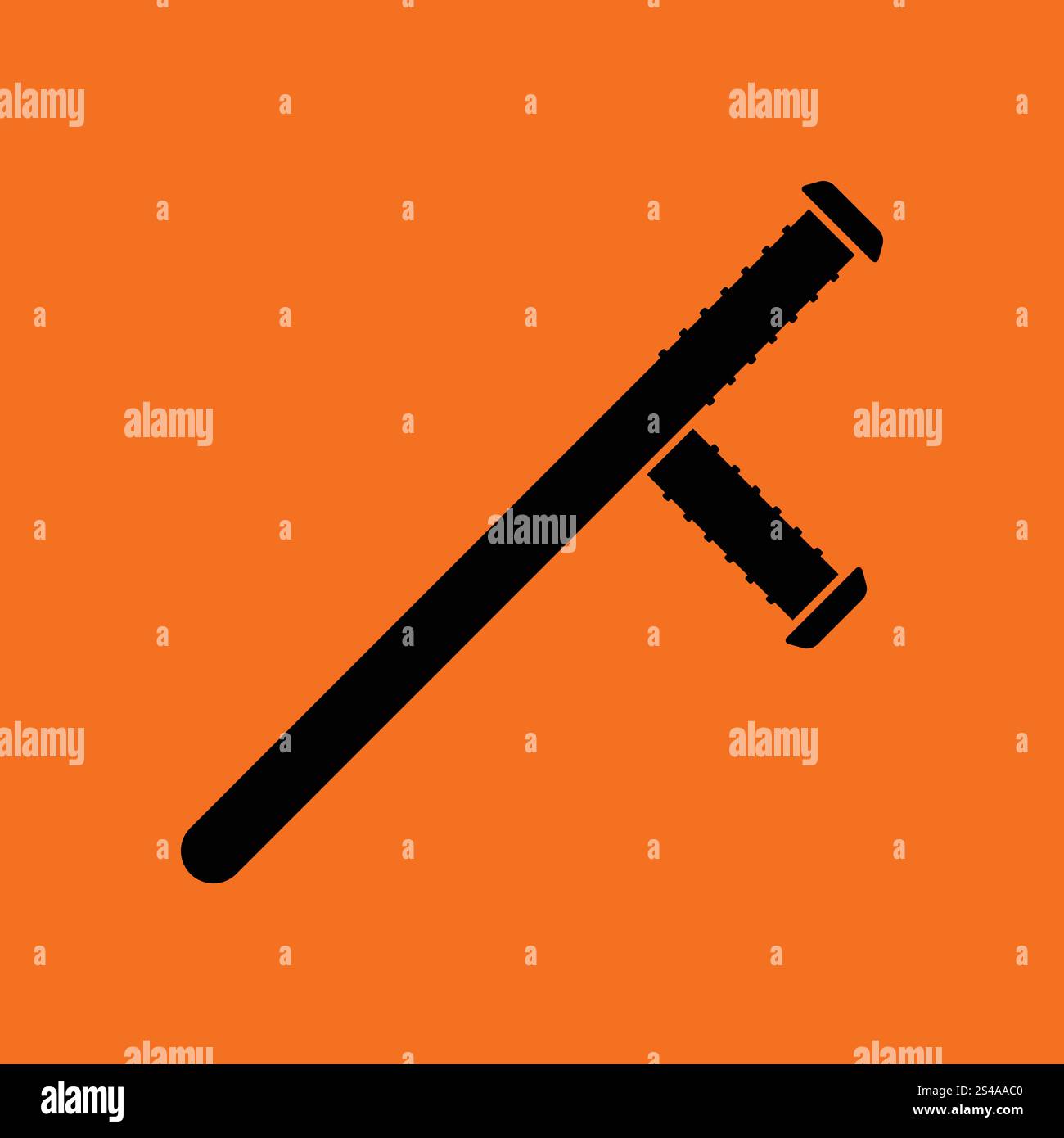 Police baton icon. Orange background with black. Vector illustration ...