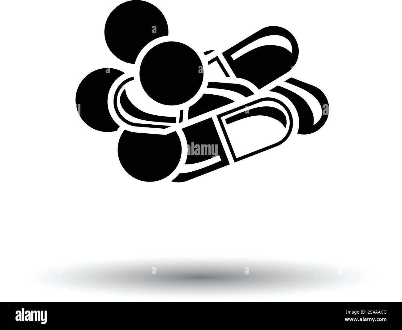 Pill and tabs icon. White background with shadow design. Vector ...