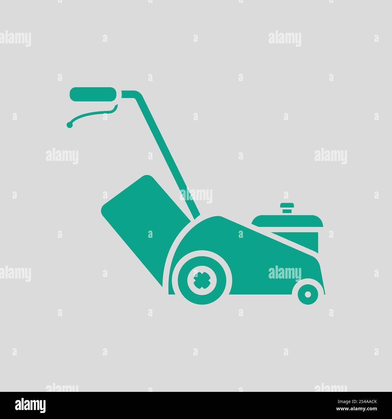Lawn mower icon. Gray background with green. Vector illustration Stock ...