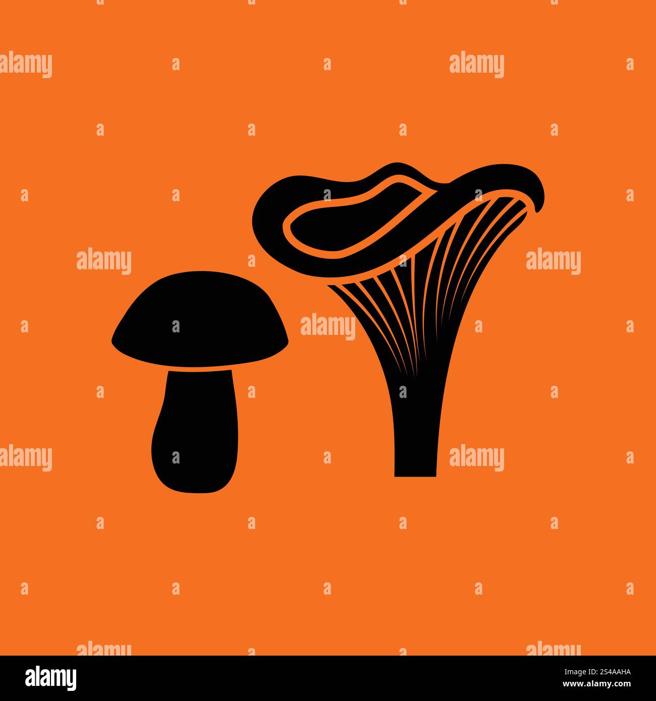 Mushroom icon. Orange background with black. Vector illustration Stock ...