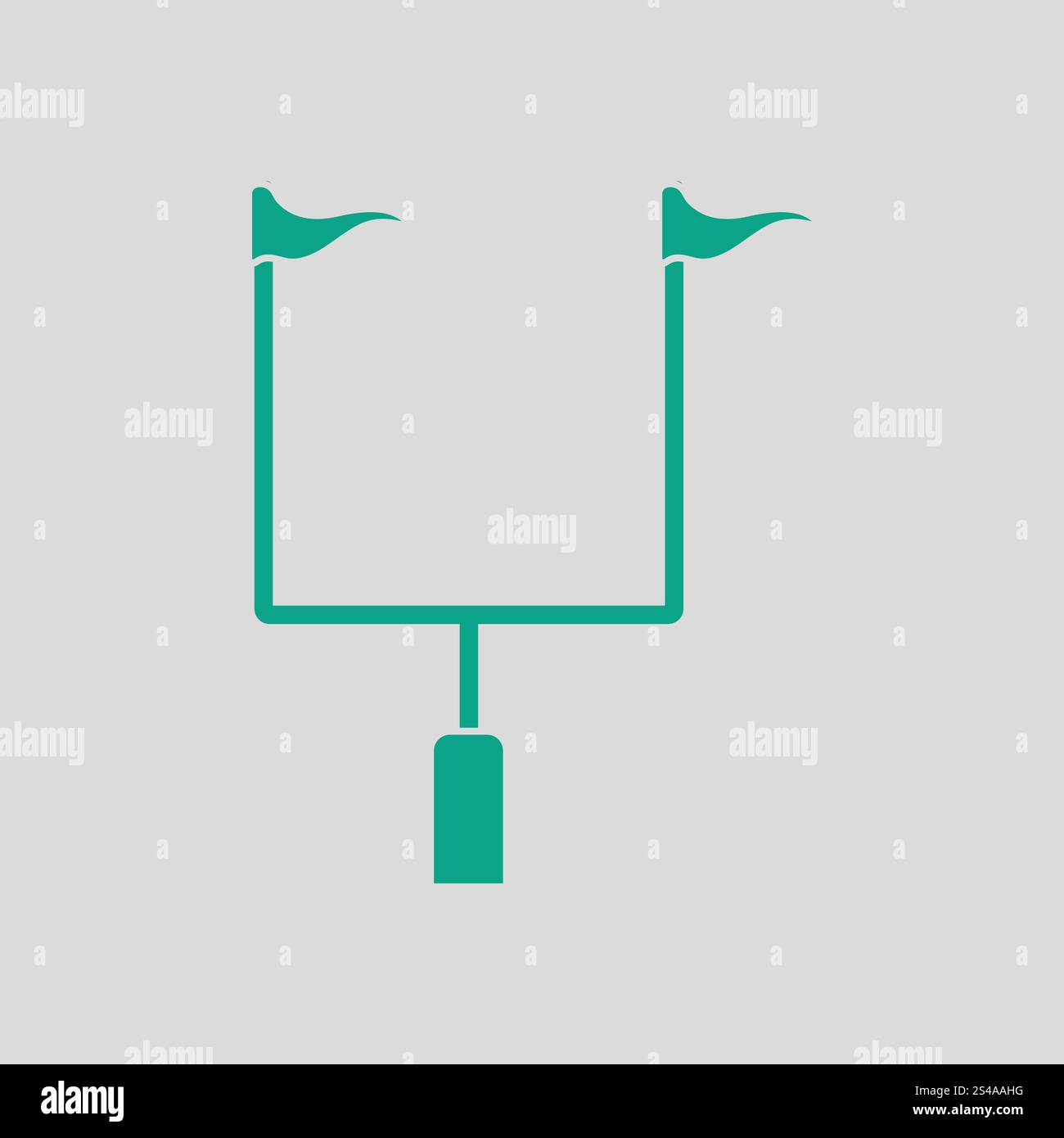 American football goal post icon. Gray background with green. Vector ...