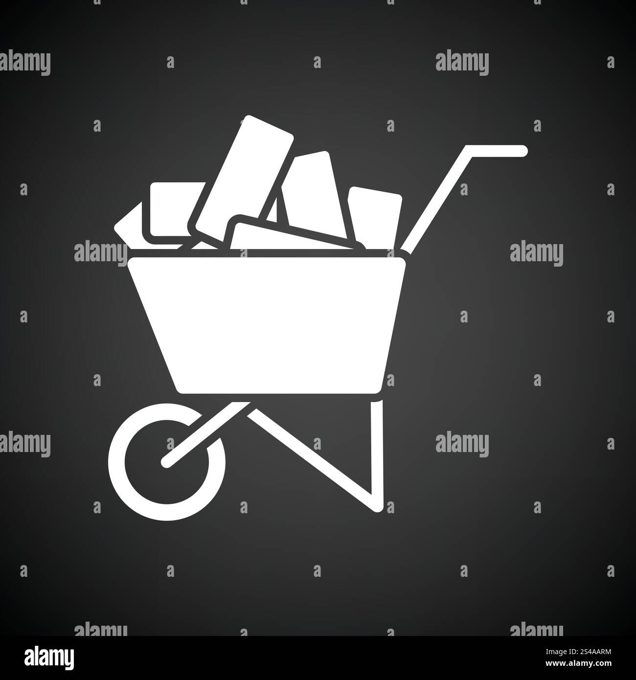Icon of construction cart . Black background with white. Vector ...