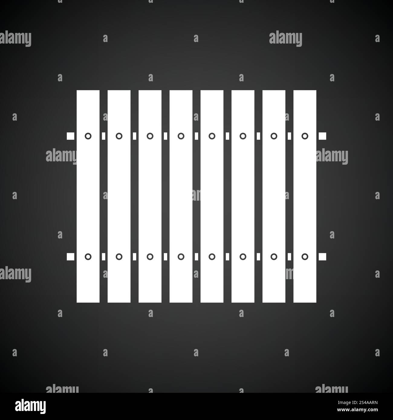 Icon of Construction fence . Black background with white. Vector ...