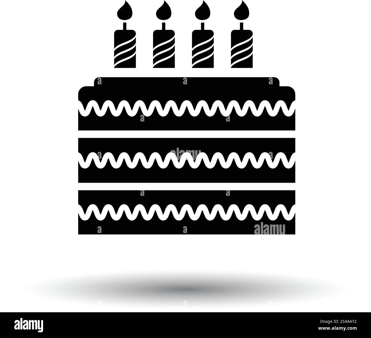 Party cake icon. White background with shadow design. Vector ...