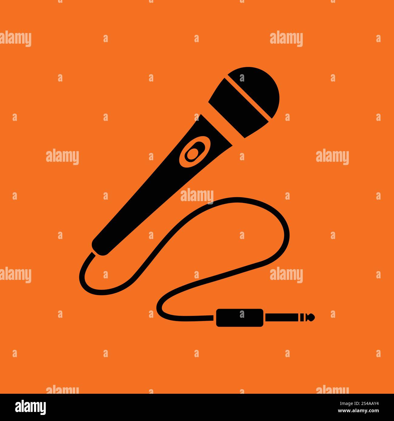 Karaoke microphone icon. Orange background with black. Vector ...