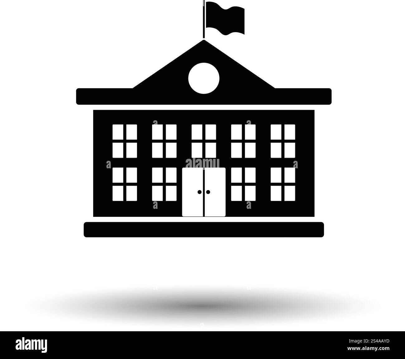 School building icon. White background with shadow design. Vector ...