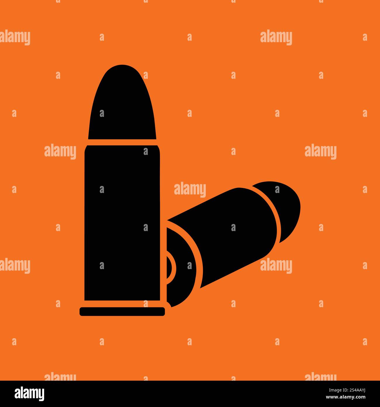 Pistol bullets icon. Orange background with black. Vector illustration ...