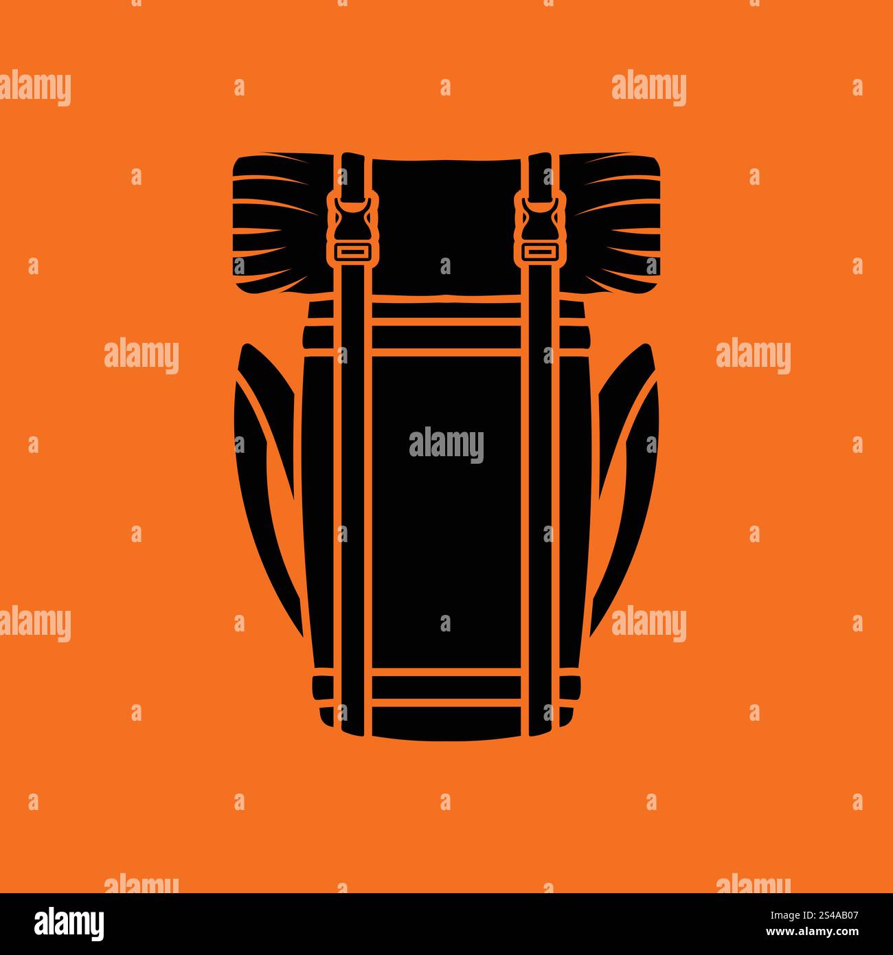 Camping backpack icon. Orange background with black. Vector illustration Stock Vector Image ...
