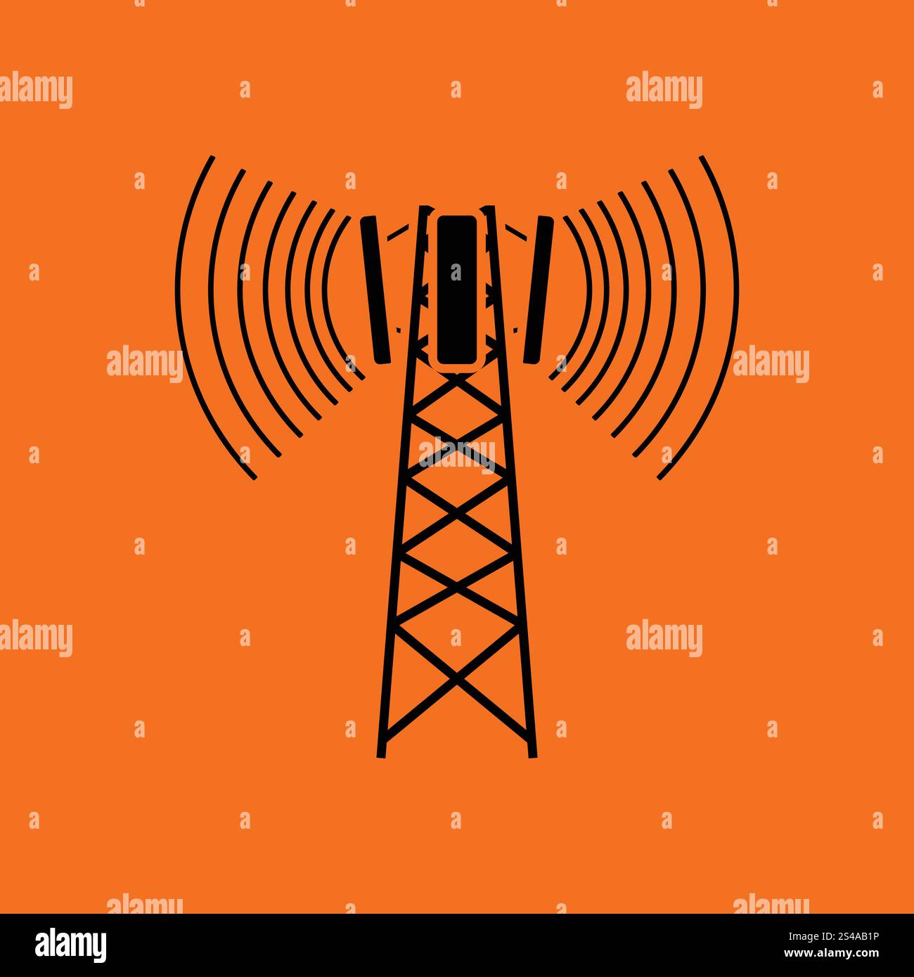 Cellular broadcasting antenna icon. Orange background with black ...