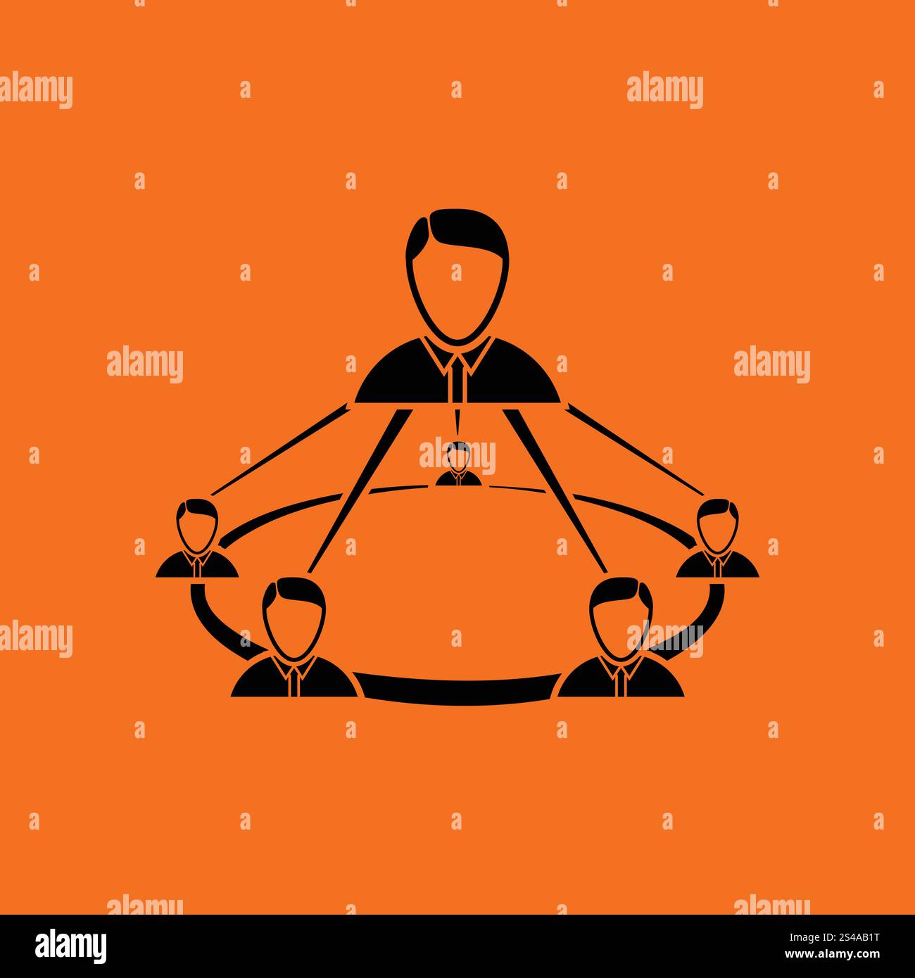 Business team icon. Orange background with black. Vector illustration ...