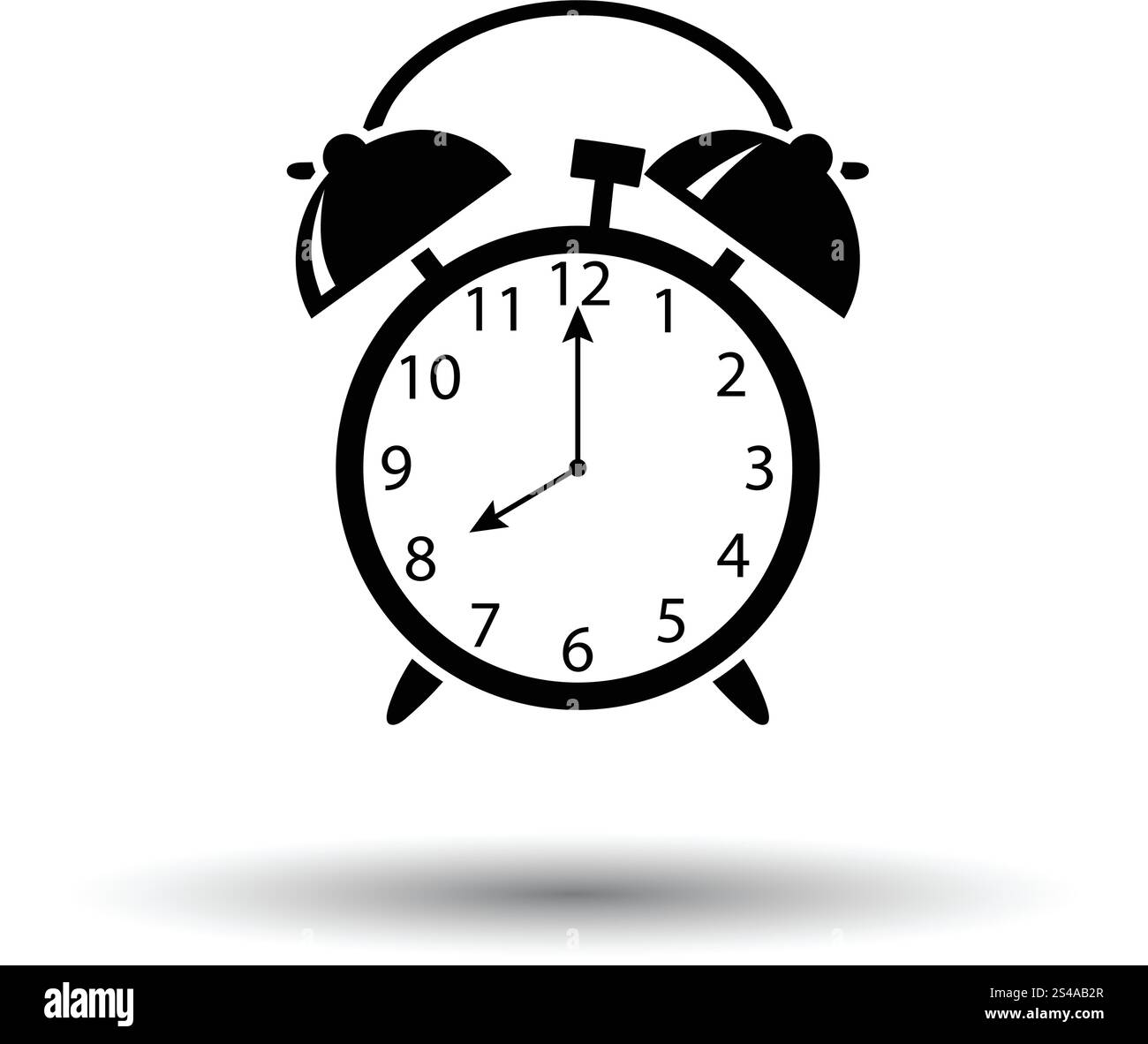 Alarm clock icon. White background with shadow design. Vector ...