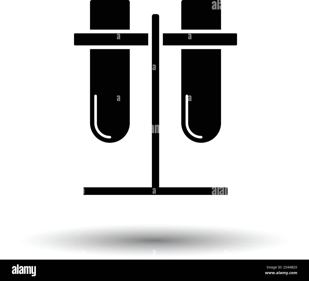 Lab flasks attached to stand icon. White background with shadow design ...