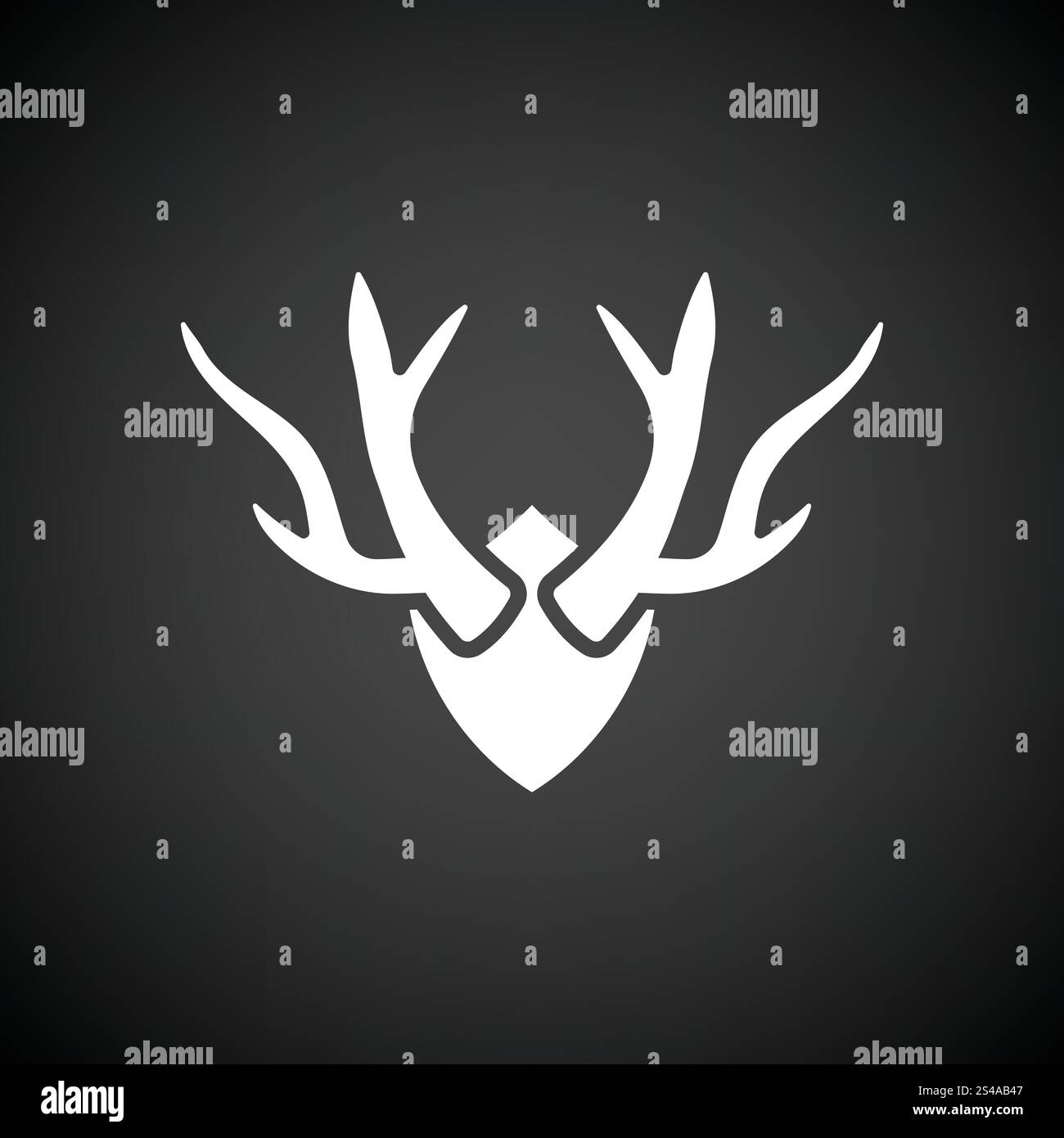 Deer's antlers icon. Black background with white. Vector illustration ...