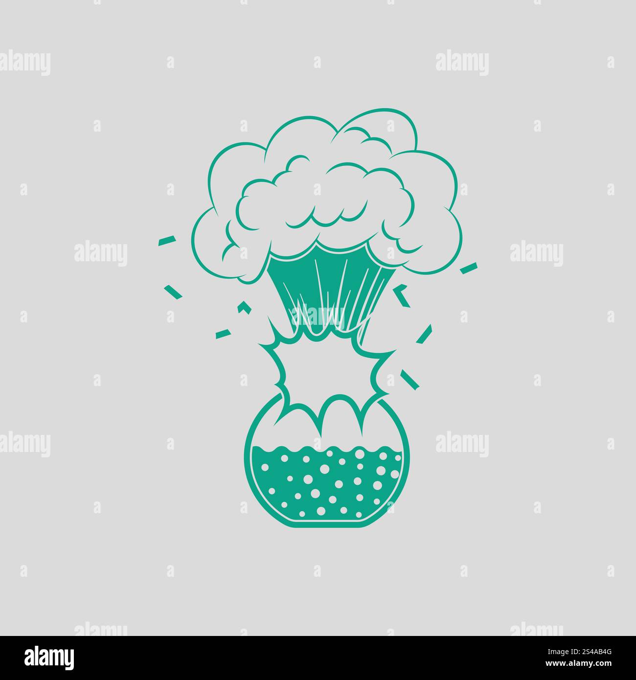 Icon explosion of chemistry flask. Gray background with green. Vector ...