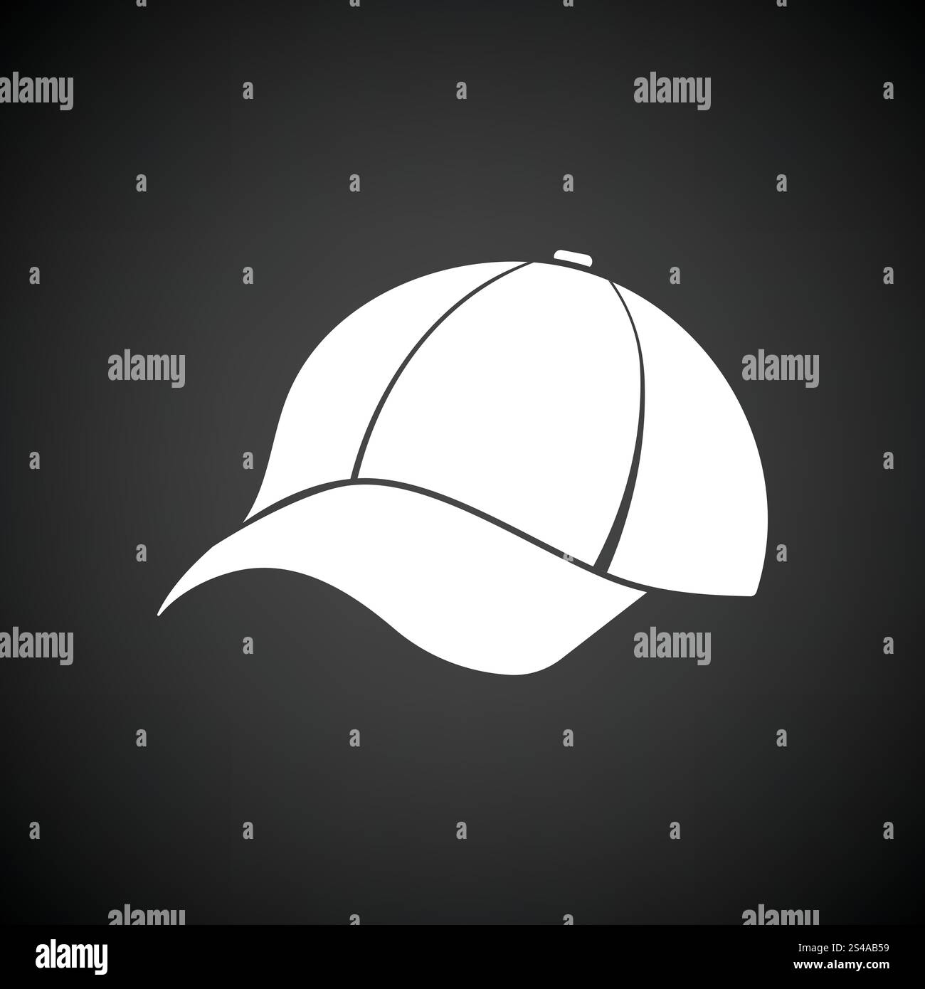 Baseball cap icon. Black background with white. Vector illustration ...