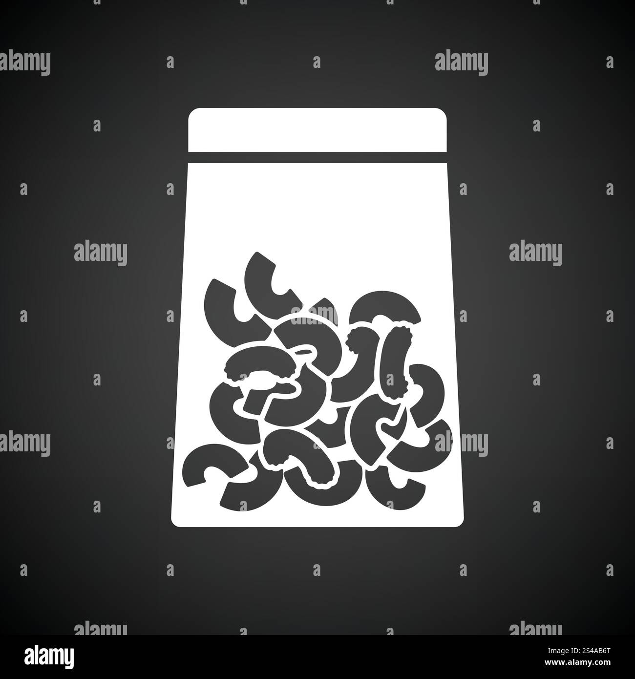 Macaroni package icon. Black background with white. Vector illustration ...