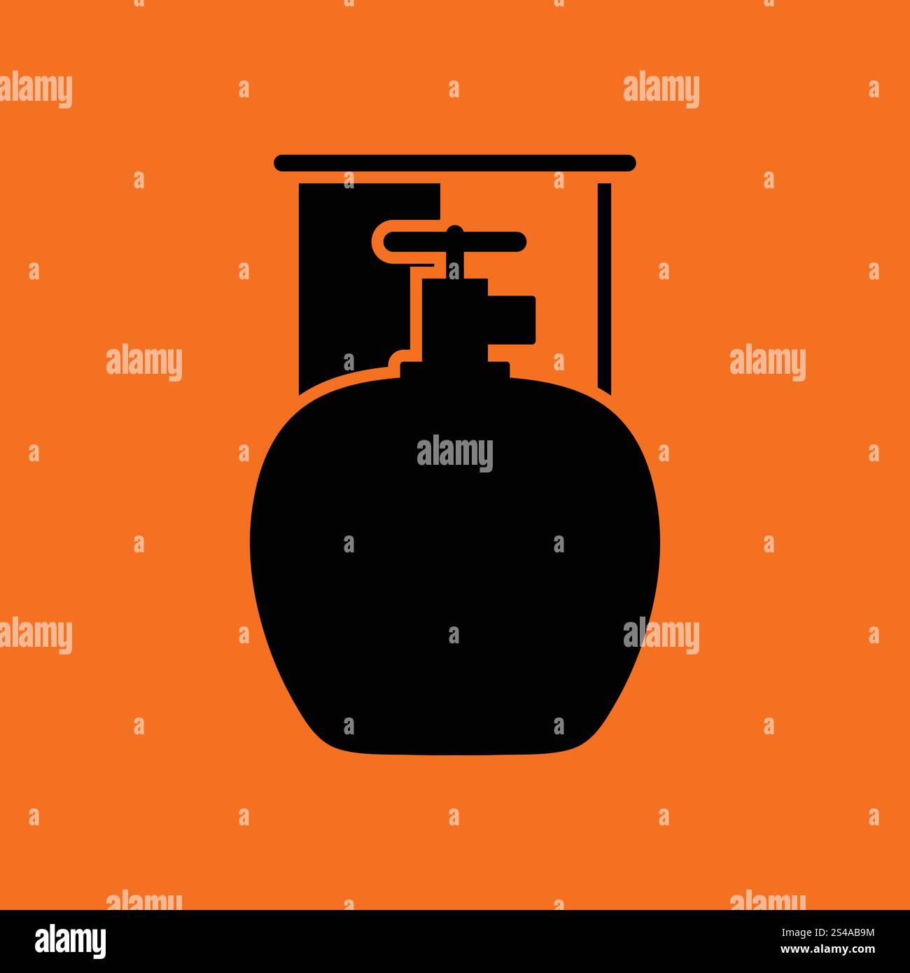 Camping gas container icon. Orange background with black. Vector ...