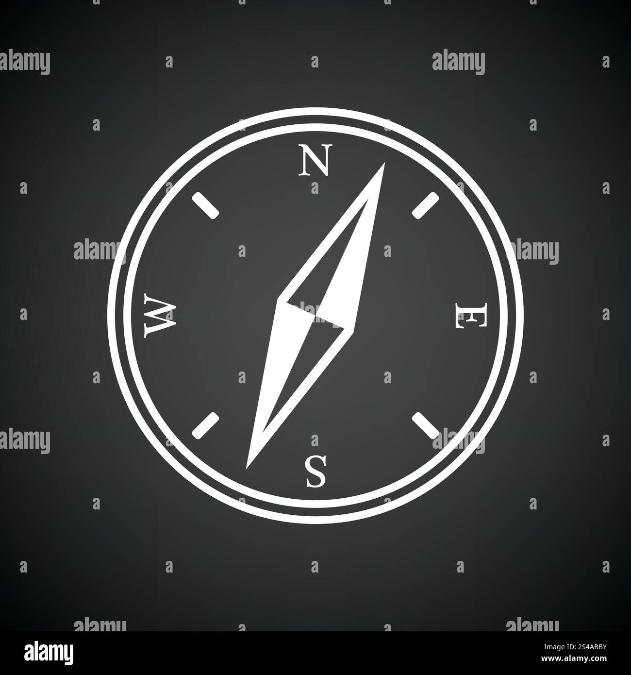 Compass icon. Black background with white. Vector illustration Stock ...