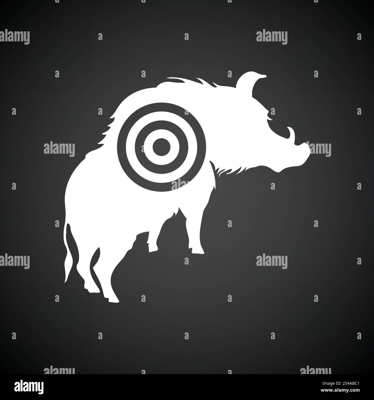 Boar silhouette with target icon. Black background with white. Vector ...