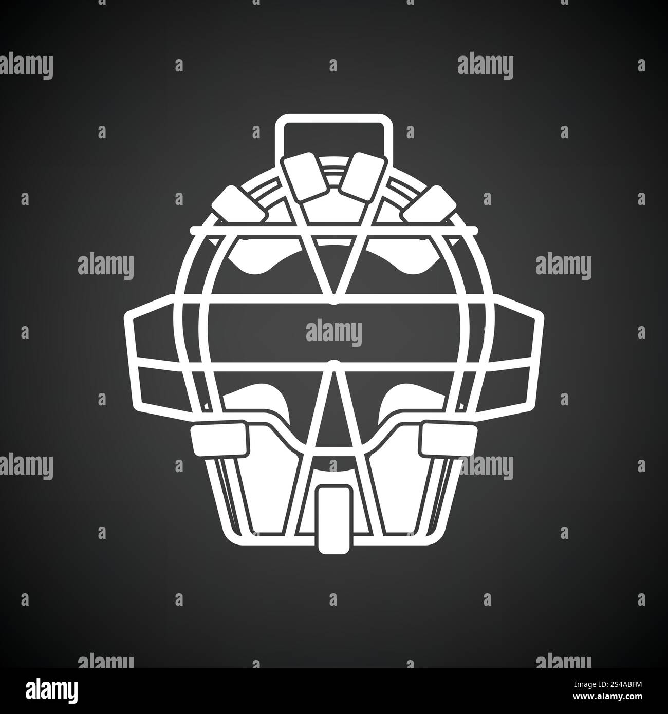 Baseball face protector icon. Black background with white. Vector ...