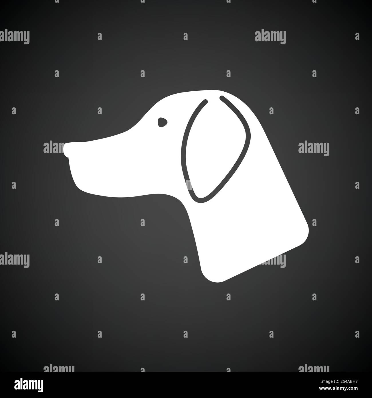 Hunting dog had icon. Black background with white. Vector illustration ...