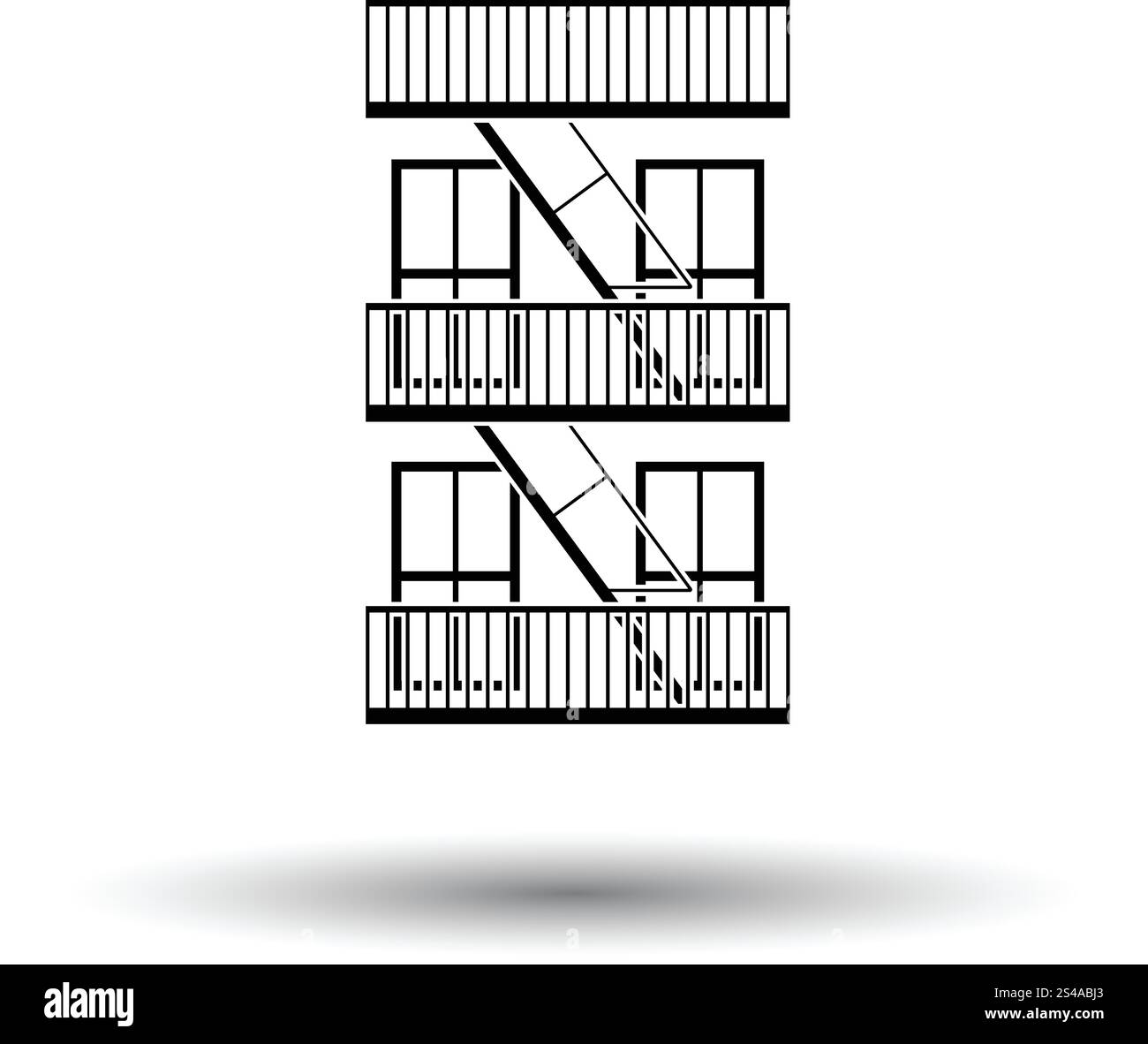 Emergency fire ladder icon. White background with shadow design. Vector ...