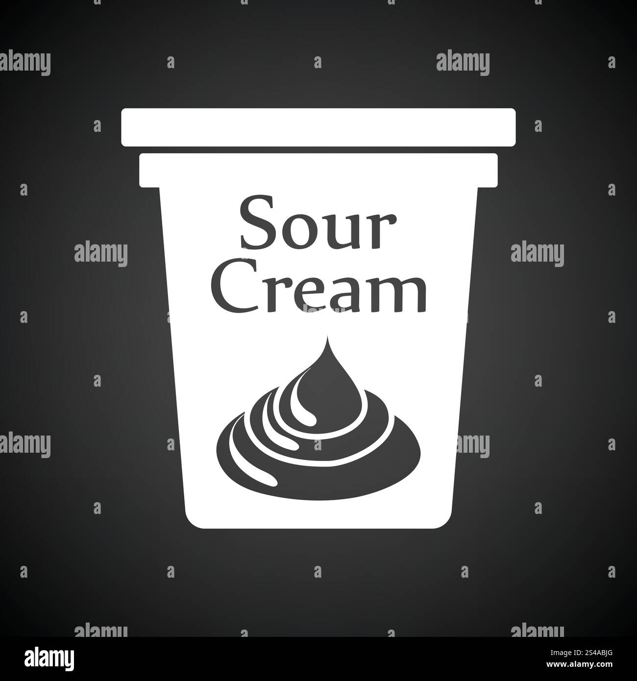 Sour cream icon. Black background with white. Vector illustration Stock ...