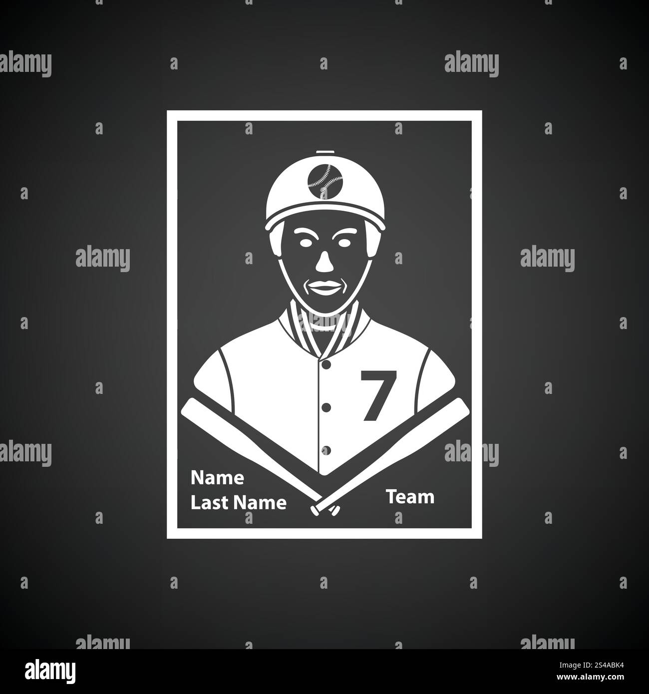 Baseball card icon. Black background with white. Vector illustration ...