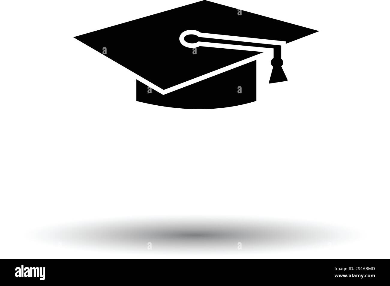 Graduation cap icon. White background with shadow design. Vector ...