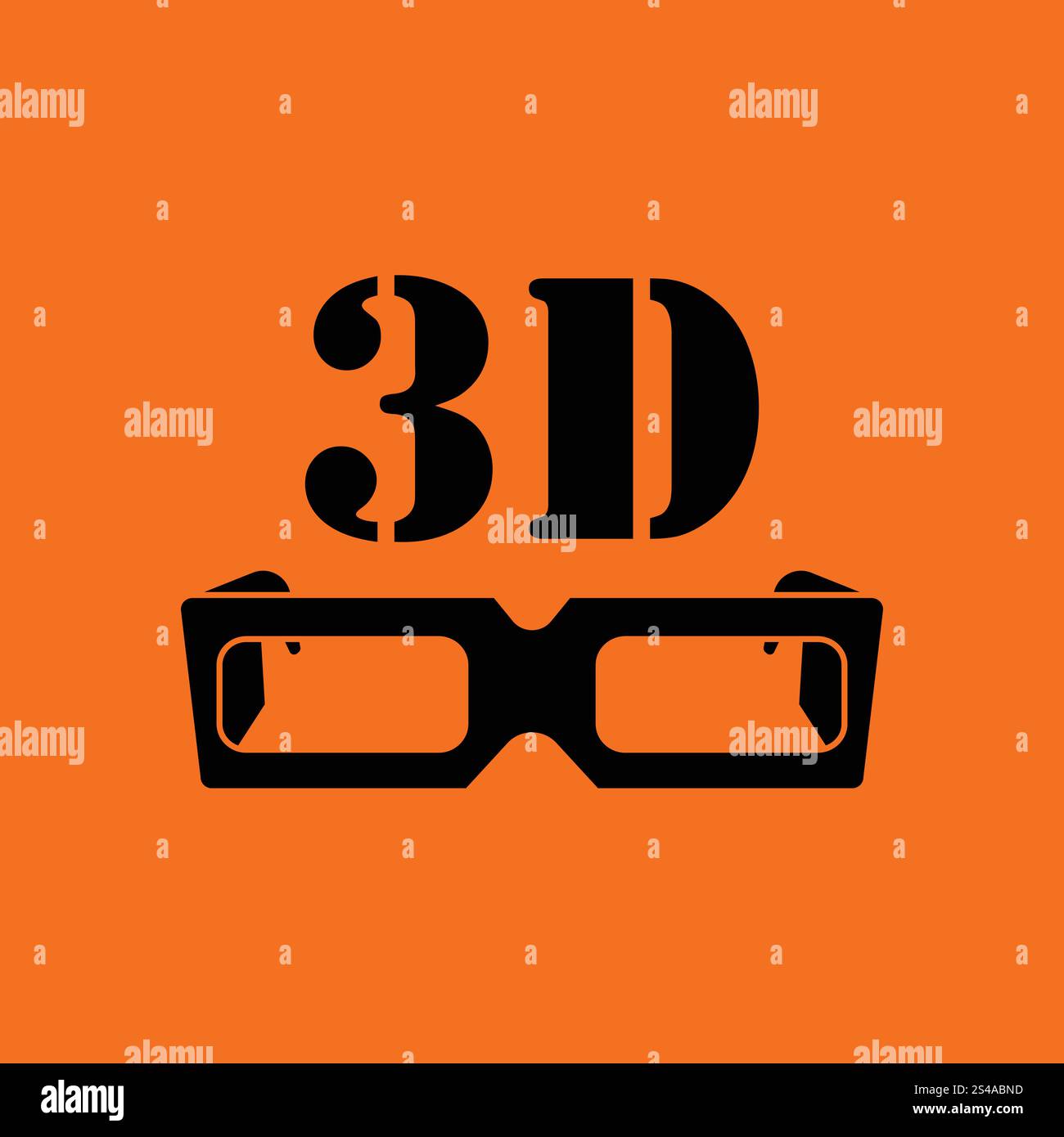 3d goggle icon. Orange background with black. Vector illustration Stock ...