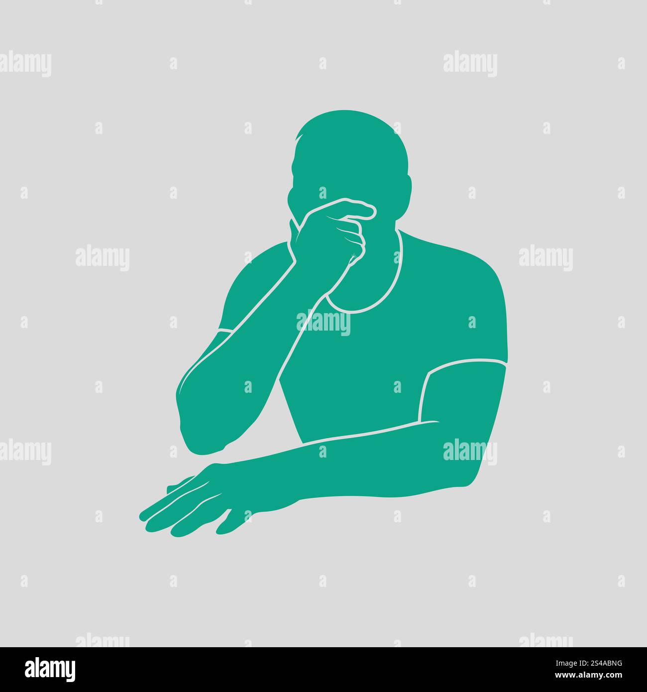 Thinking man icon. Gray background with green. Vector illustration ...