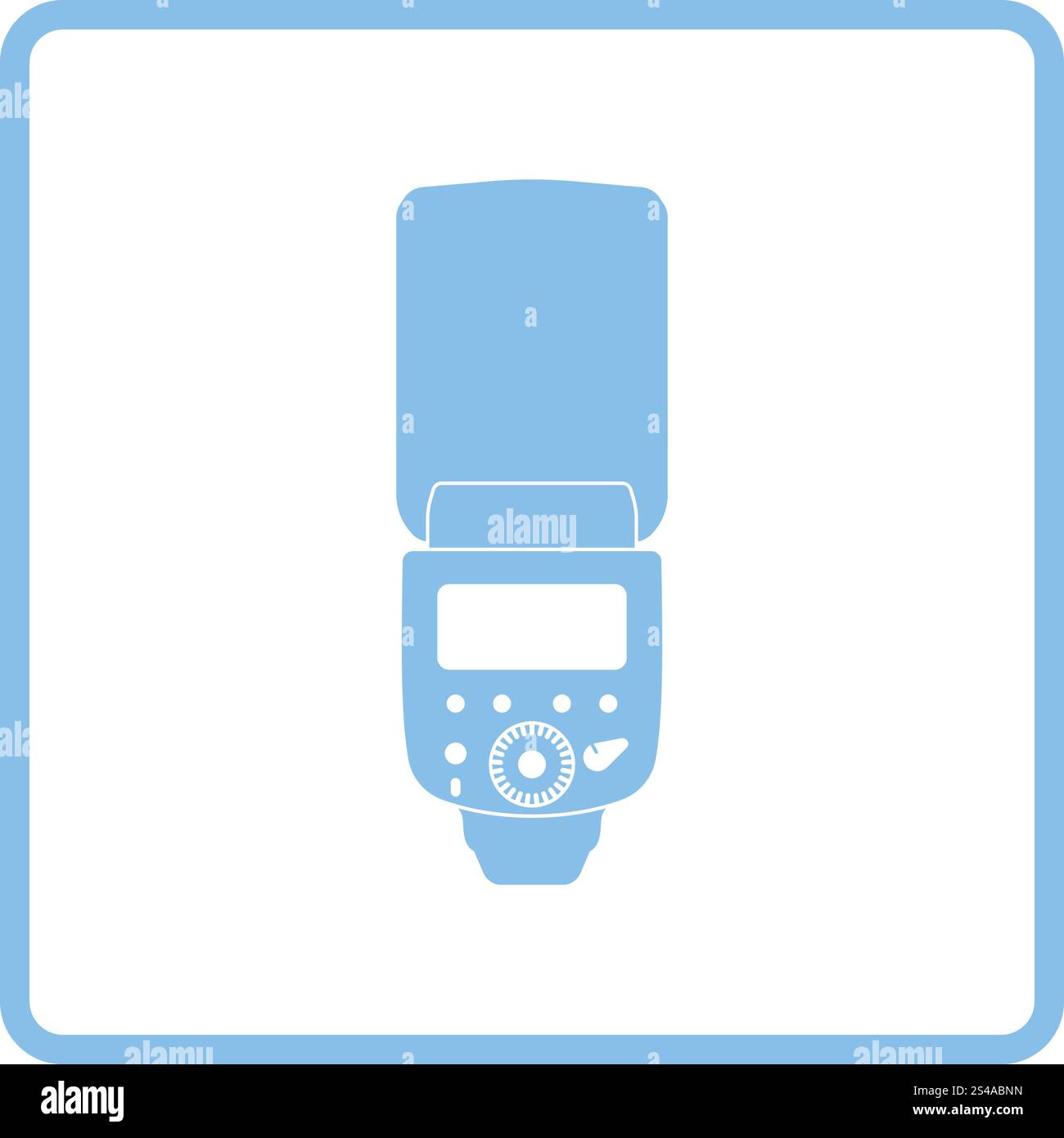 Icon of portable photo flash. Blue frame design. Vector illustration ...