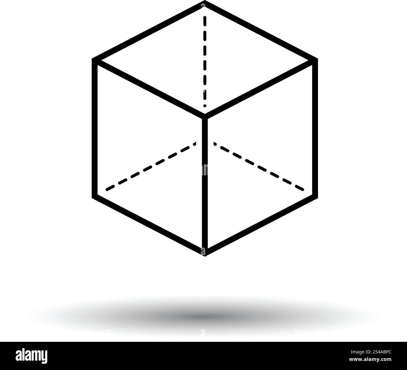 Cube with projection icon. White background with shadow design. Vector ...
