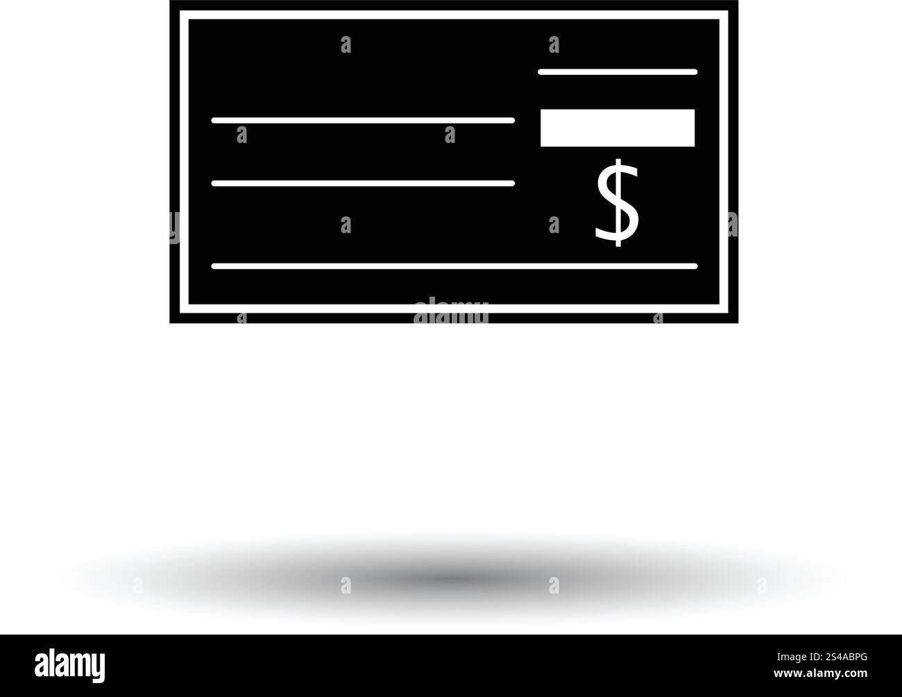 Bank check icon. White background with shadow design. Vector ...
