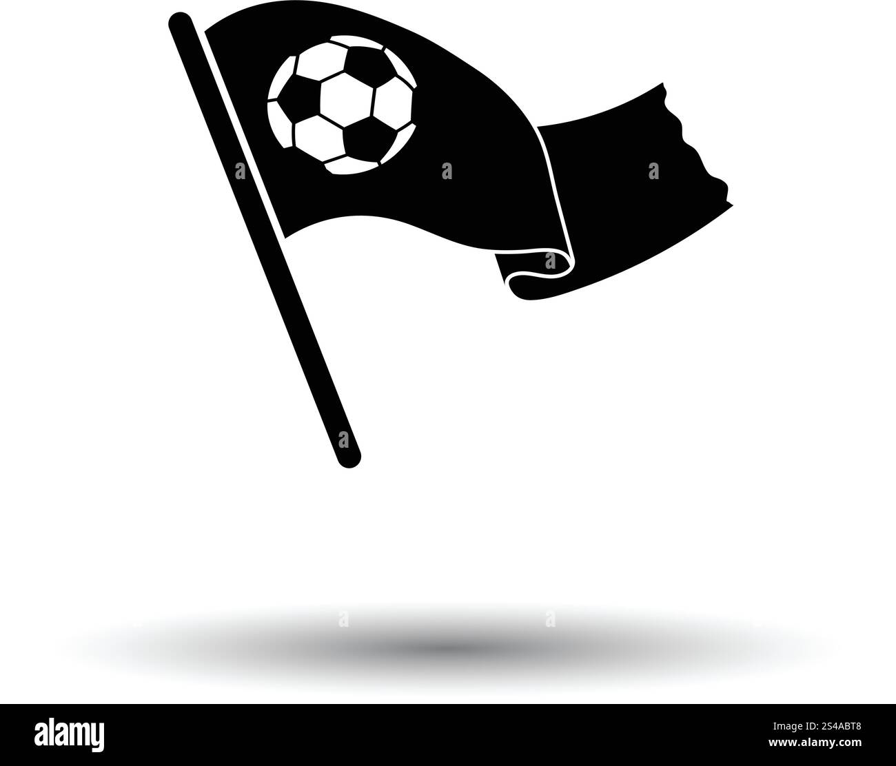 Football fans waving flag with soccer ball icon. White background with ...