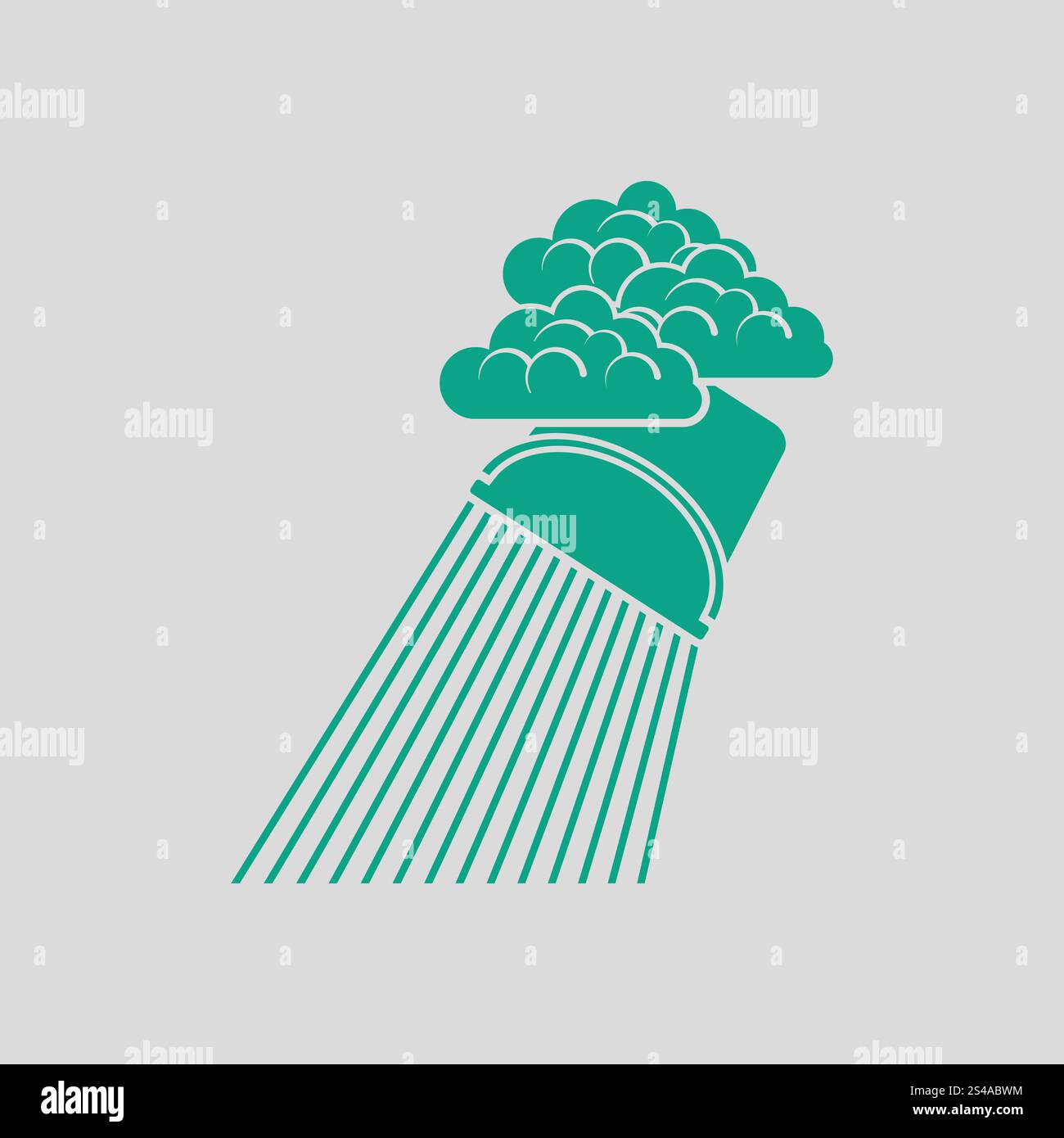 Rainfall like from bucket icon. Gray background with green. Vector ...