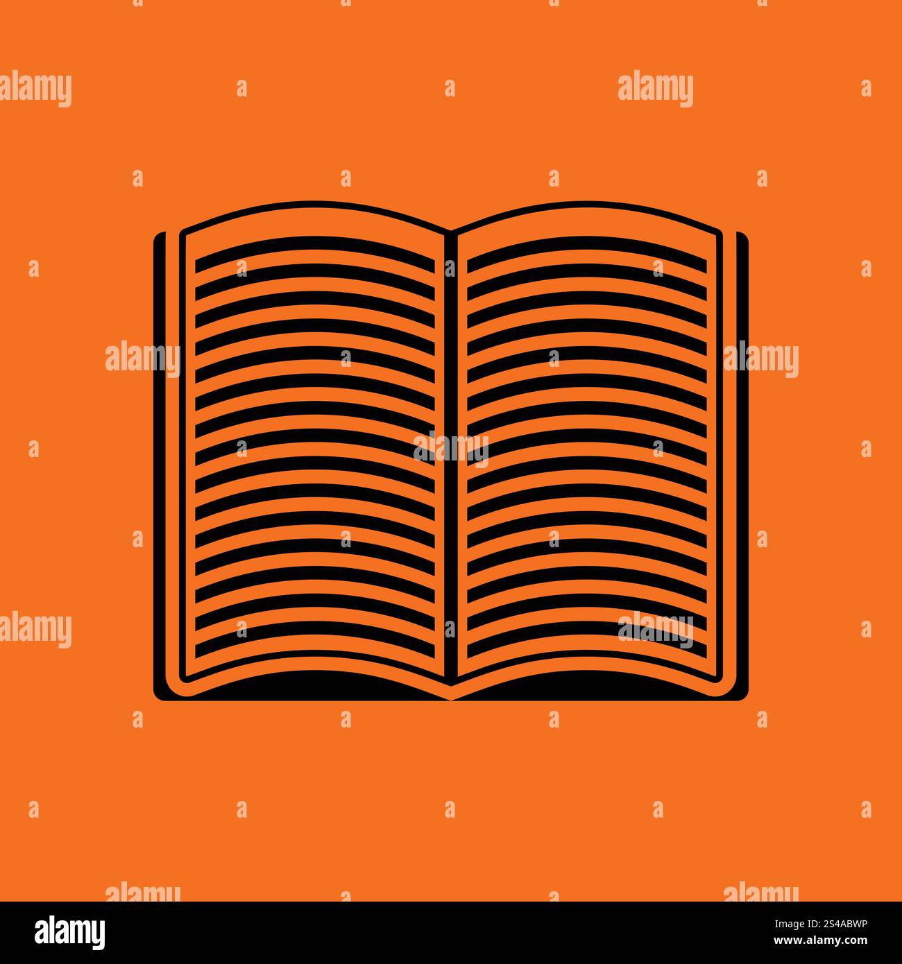 Open book icon. Orange background with black. Vector illustration Stock ...