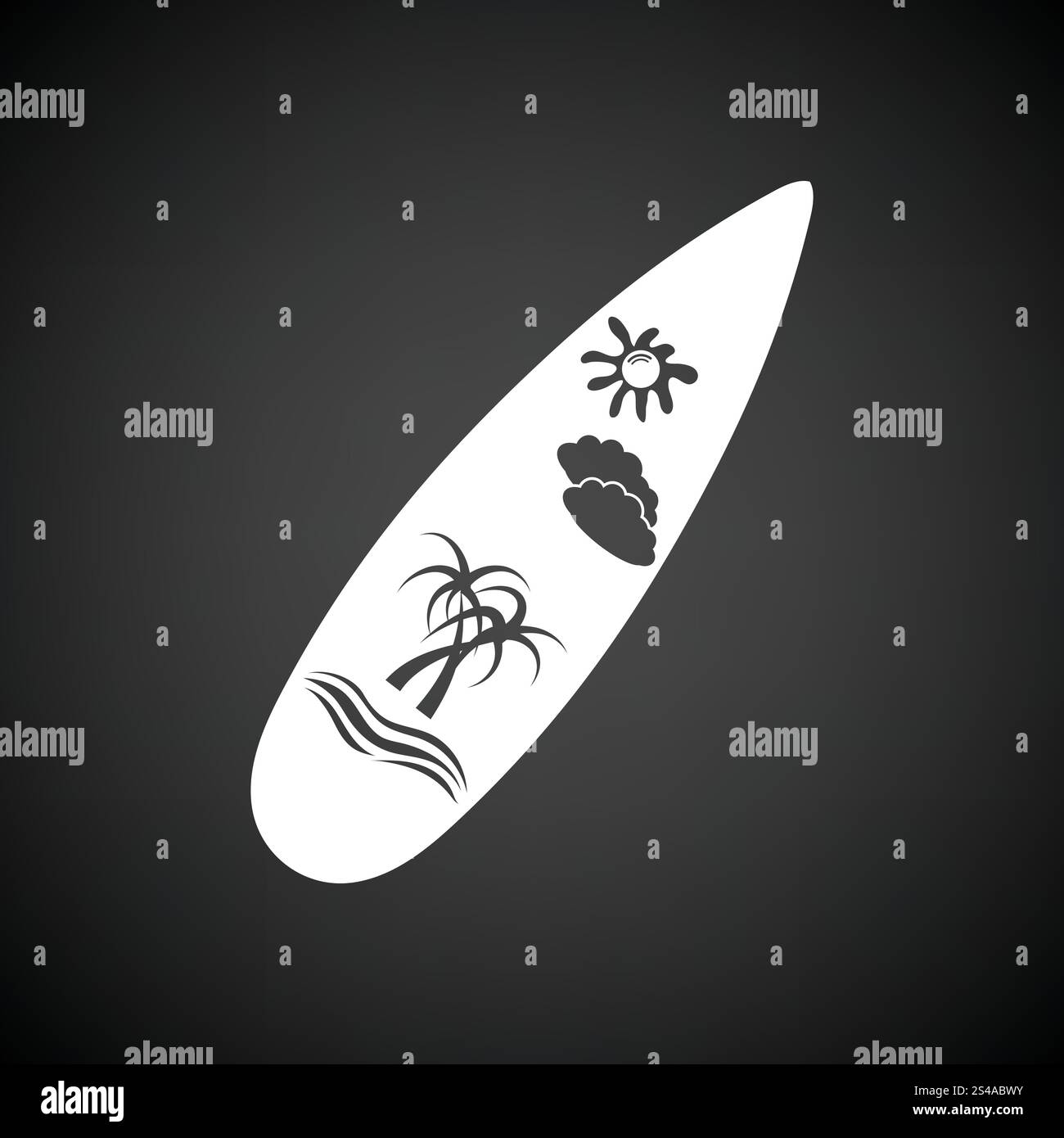 Surfboard icon. Black background with white. Vector illustration Stock ...