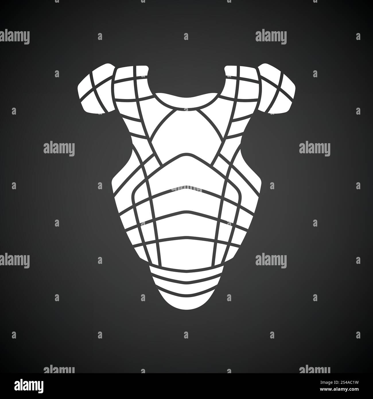 Baseball chest protector icon. Black background with white. Vector ...