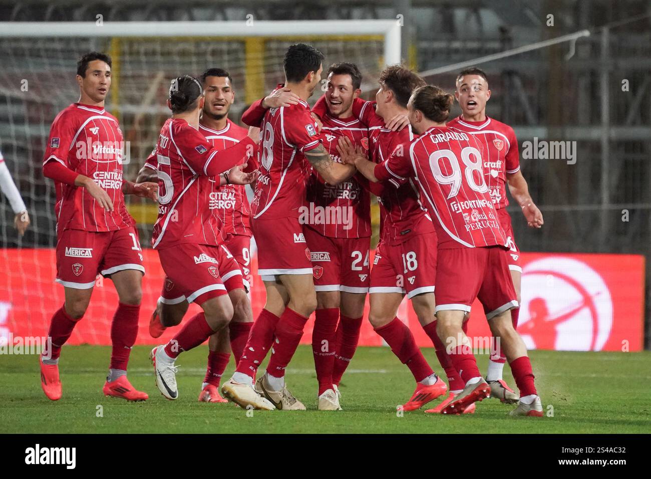 Perugia, Italy. 10th Jan, 2025. rejoices for disallowed goal during ...