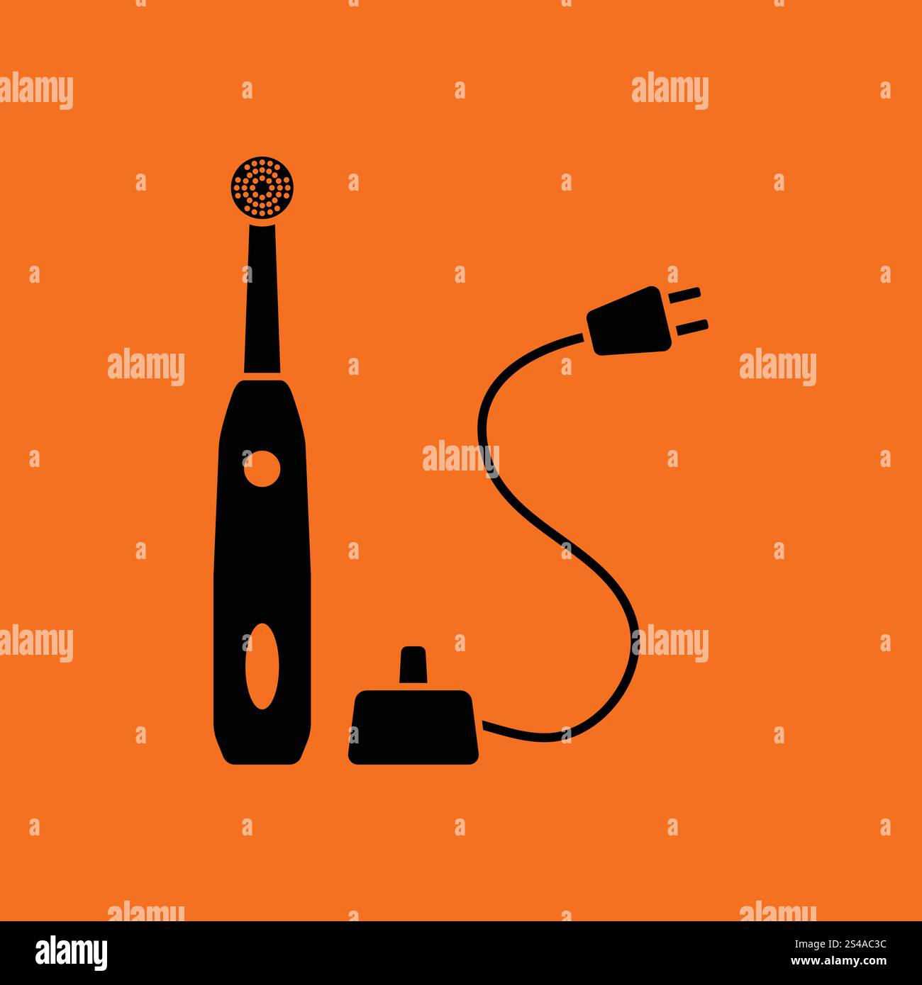 Electric toothbrush icon. Orange background with black. Vector ...