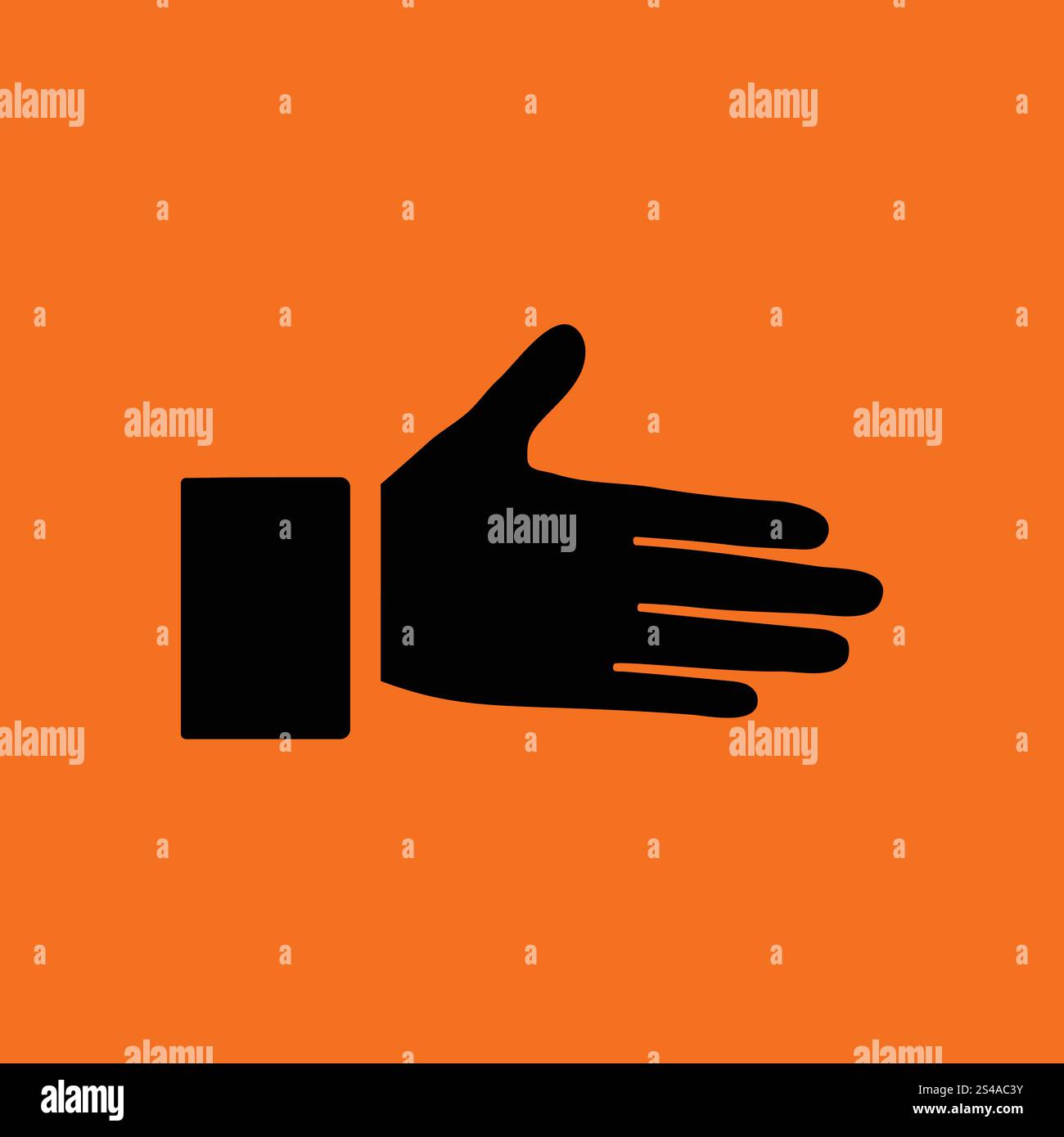 Open hend icon. Orange background with black. Vector illustration Stock ...